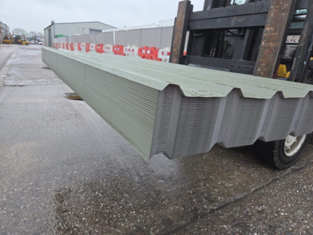 Cheap Packs of Olive Green PVC Plastisol Coated Low Profile Roofing Sheets